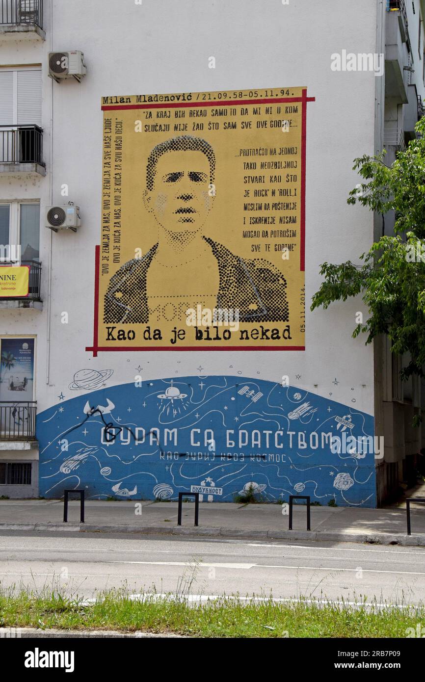 A mural memorial to Milan Mladenović, musician & frontman of the band ...