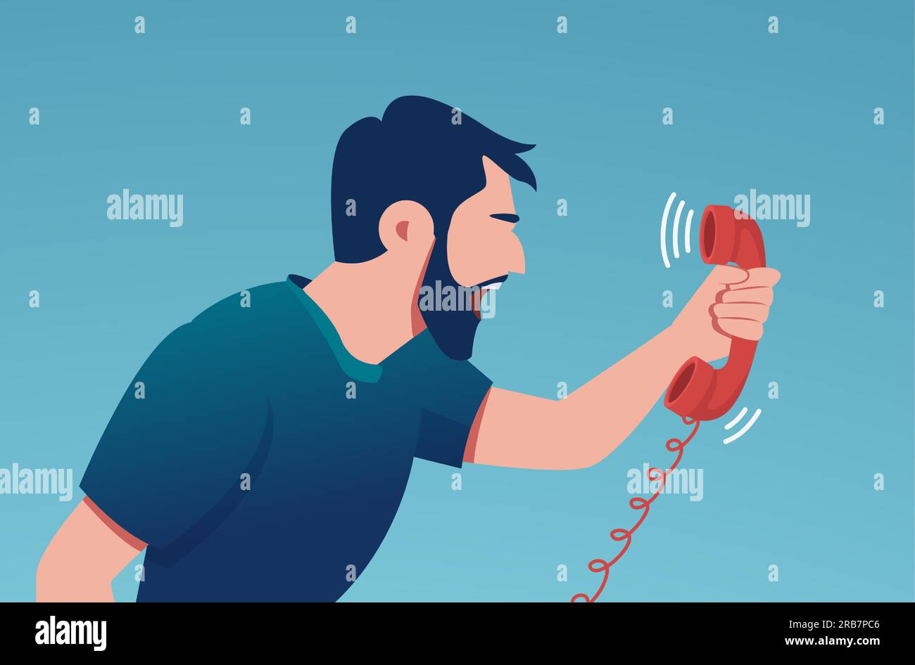 Vector of an angry young man screaming on the phone Stock Vector Image ...