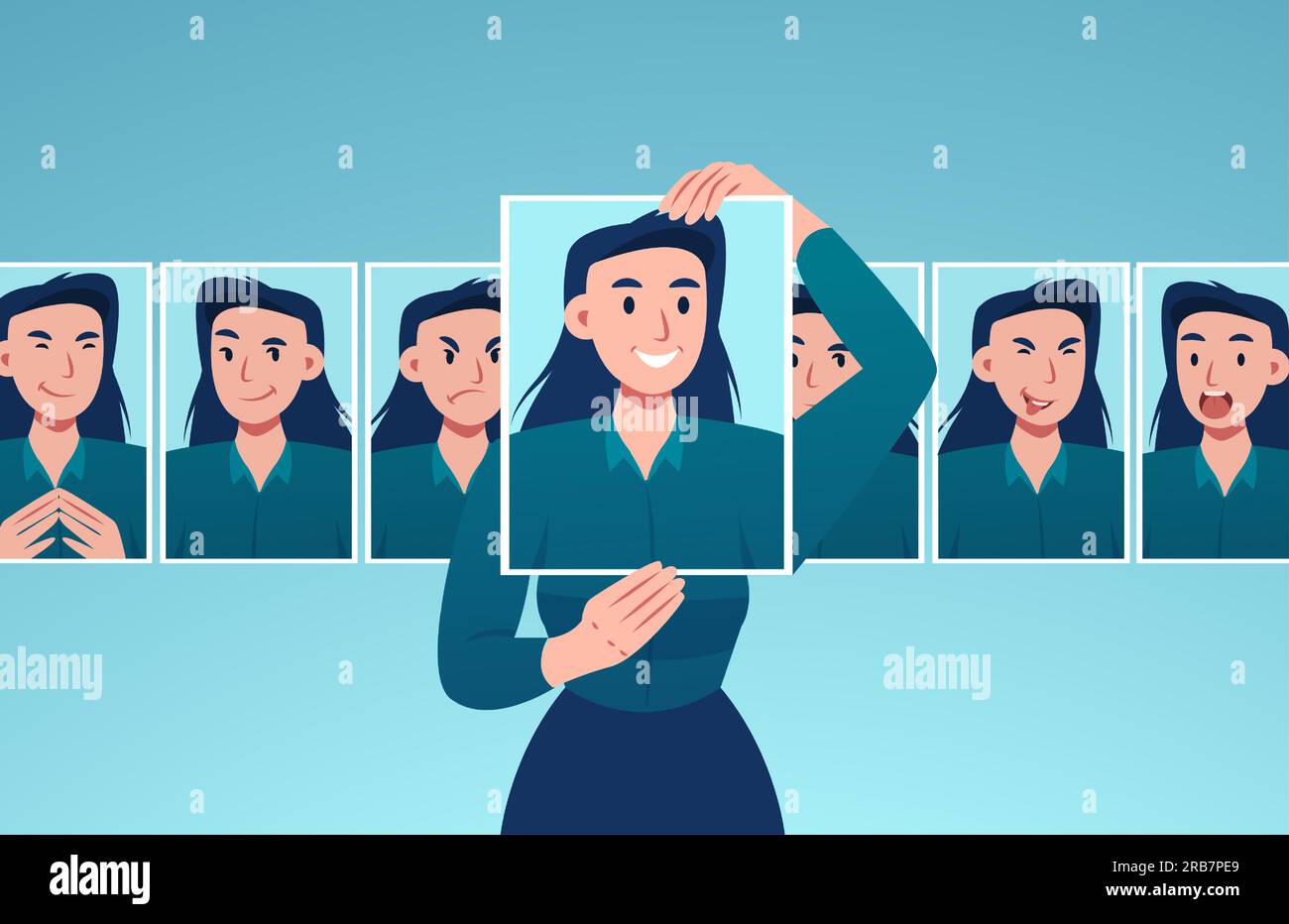 Vector of a masked woman expressing different emotions Stock Vector ...