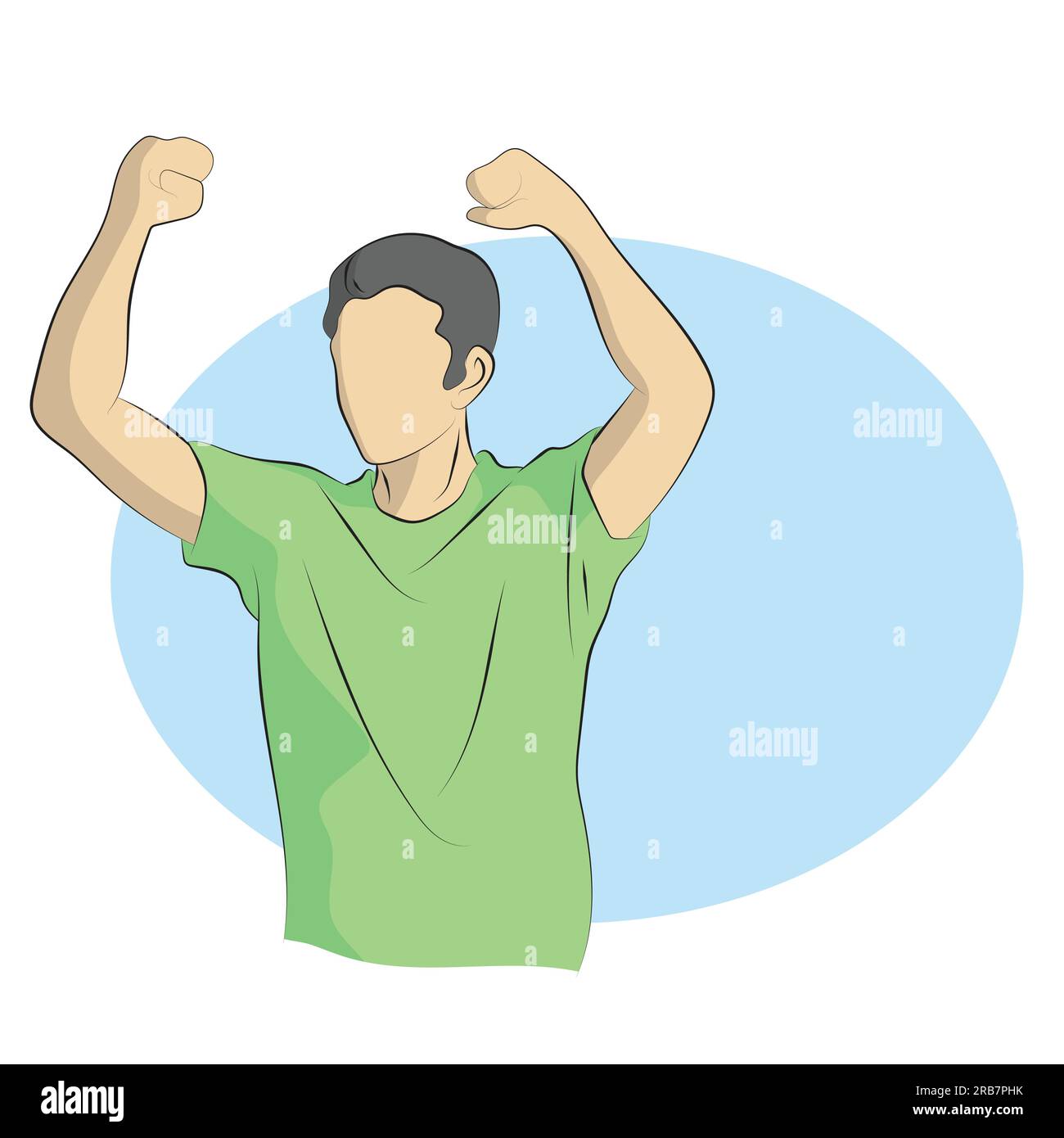 half length man raising hands up illustration vector hand drawn ...