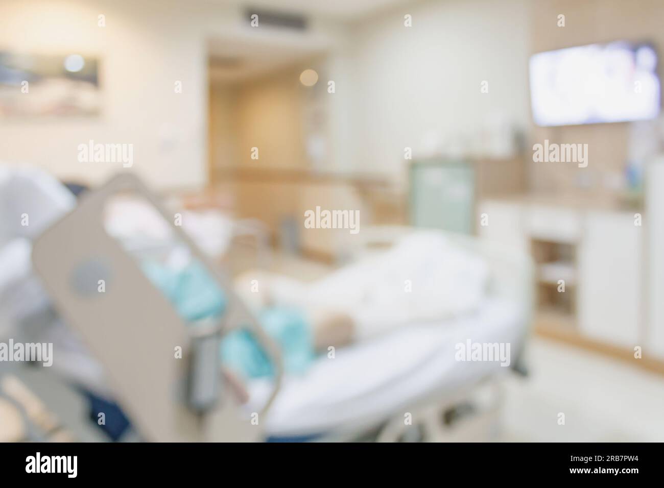 Abstract hospital room interior with bed blur background Stock Photo ...