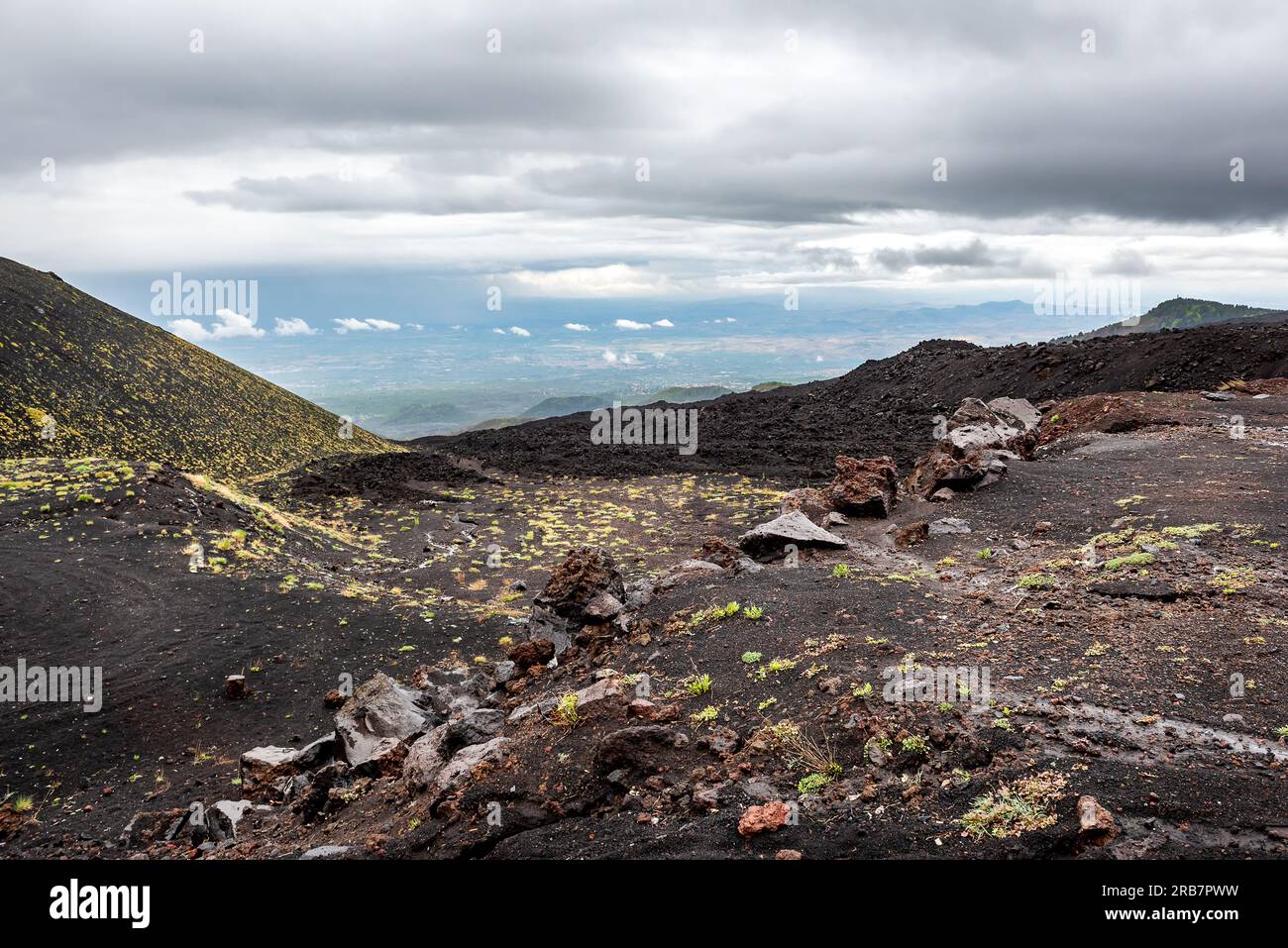 Etna volcano craters in Sicily, Italy. The highest volcano in Europe ...