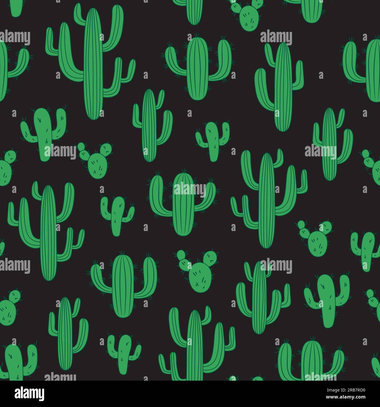 Pattern with cacti on a black background Stock Vector Image & Art - Alamy