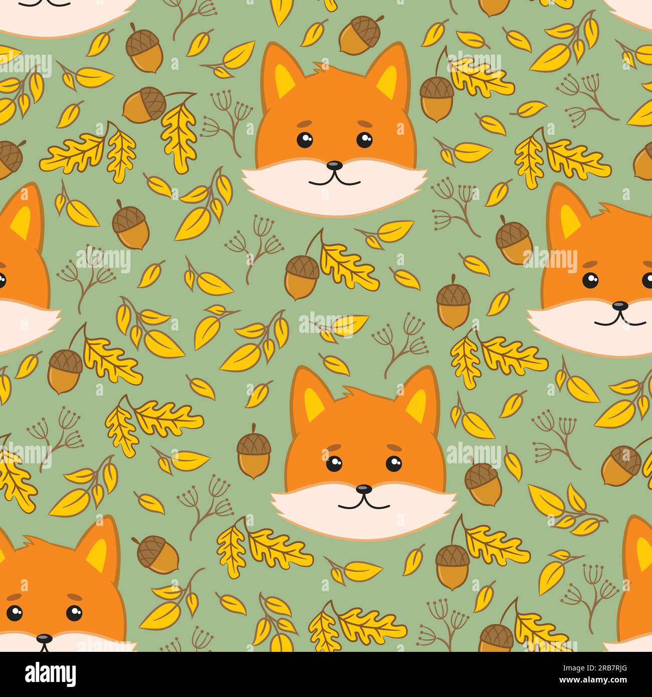 vector seamless pattern with fox and leaf Stock Vector Image & Art - Alamy