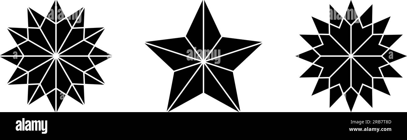 Christmas Star abstract vector collection in Black. Isolated Background ...