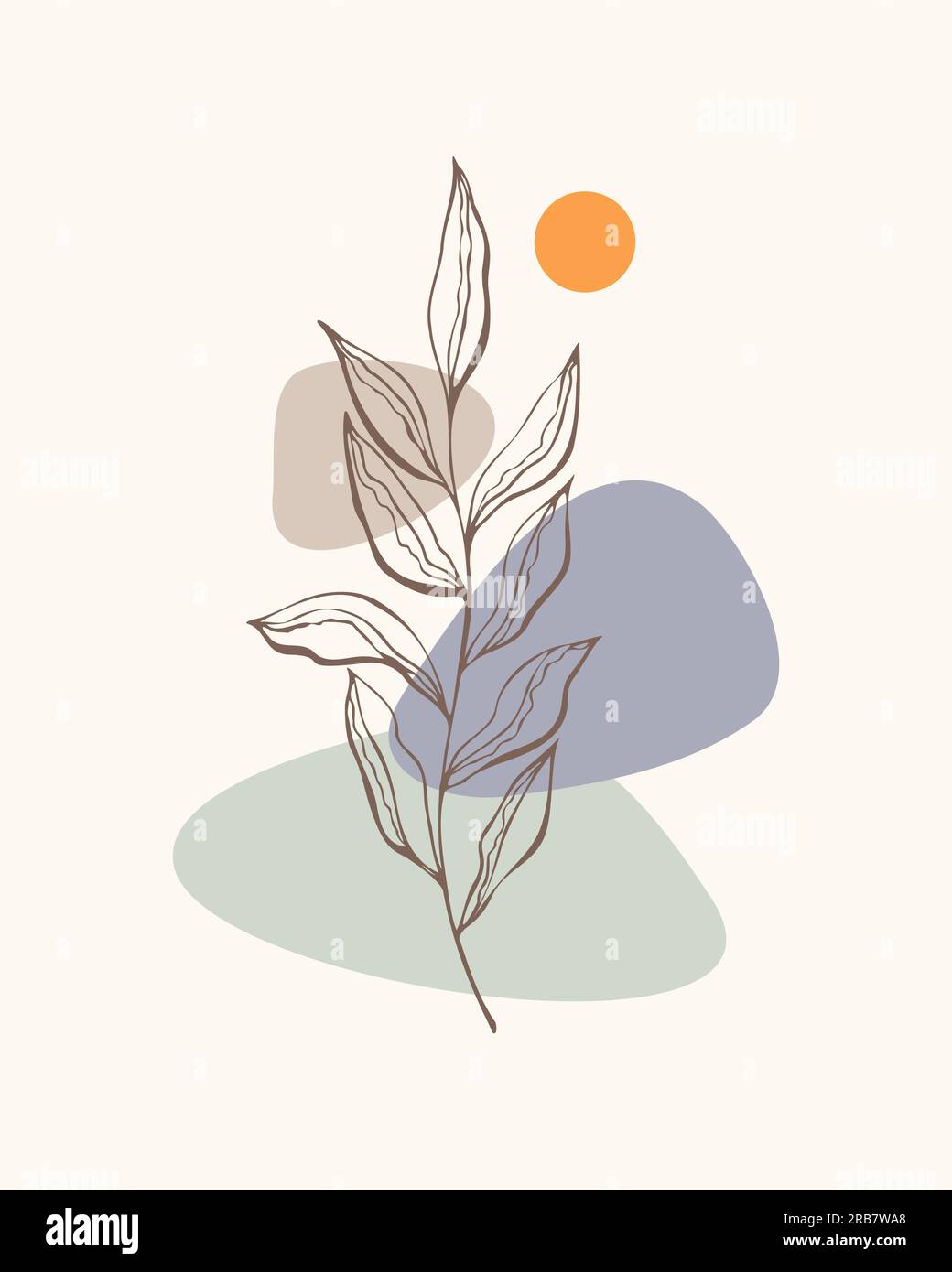 Posters with minimalist design elements in Boho style . Wall art leaf, home deco, hand drawn ...