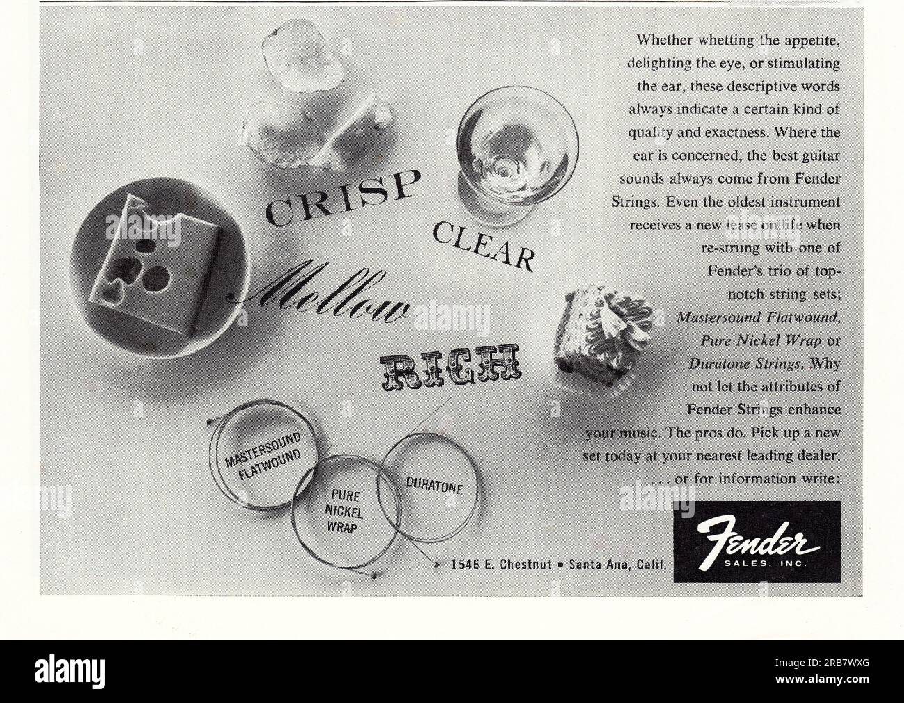 A clever ad for Fender guitar strings from and early 1960s music ...