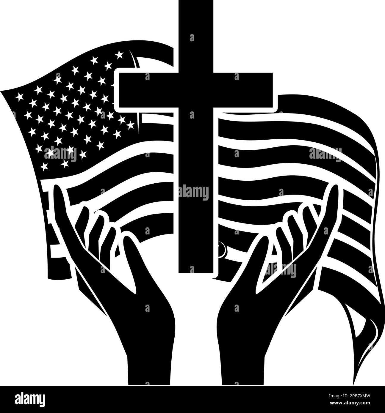 Prayer hands on american flag background. Vector illustration Stock ...