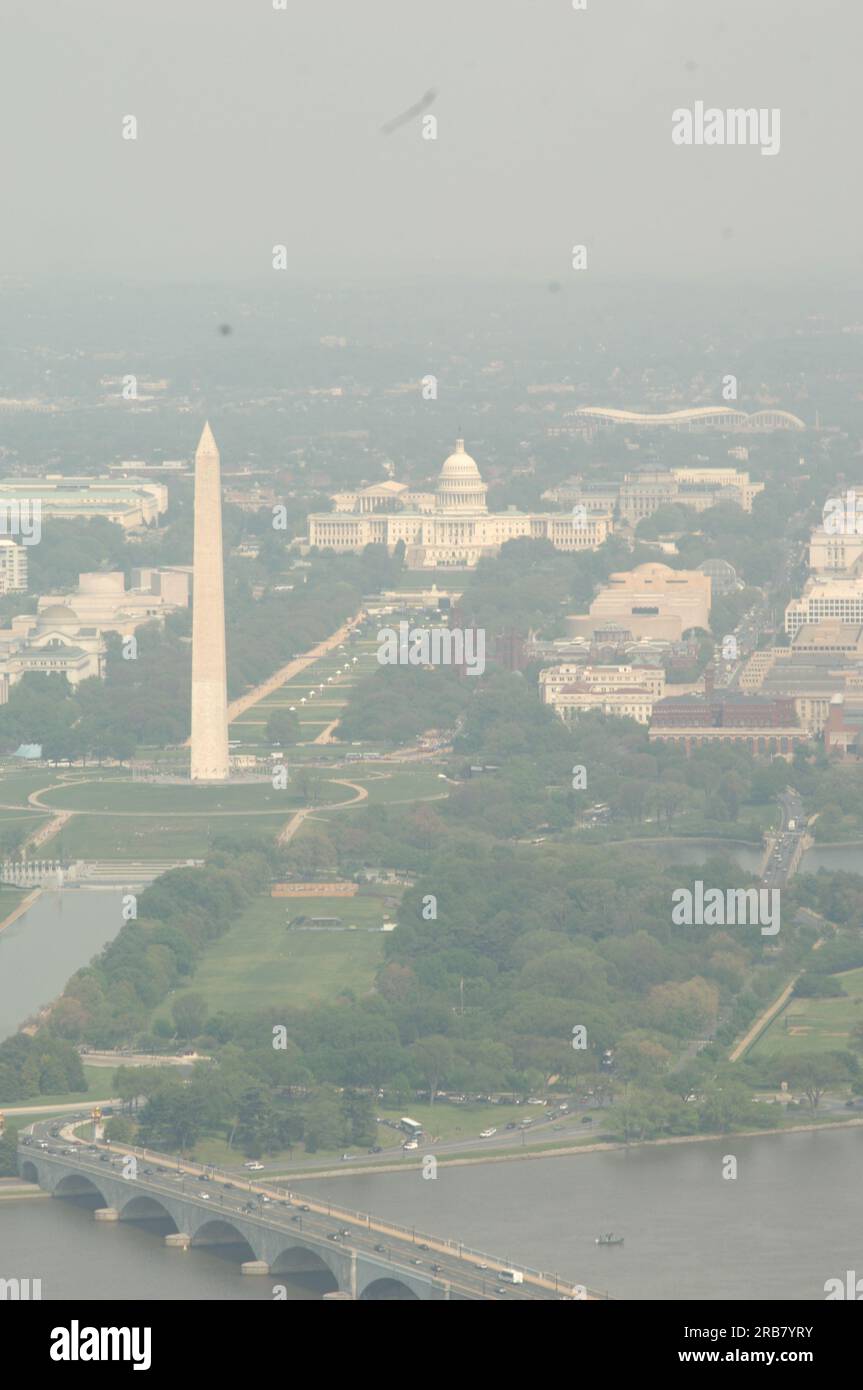 Aerial views of Washington, D.C. buildings, monuments, landscapes ...