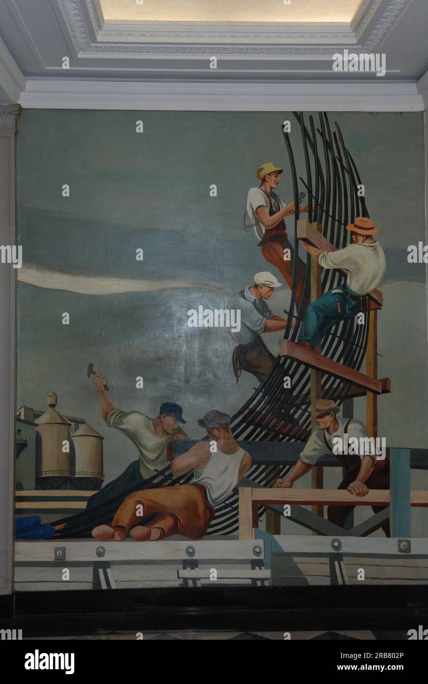 Views of New Deal-sponsored mural, William Gropper's 1939 "Construction ...
