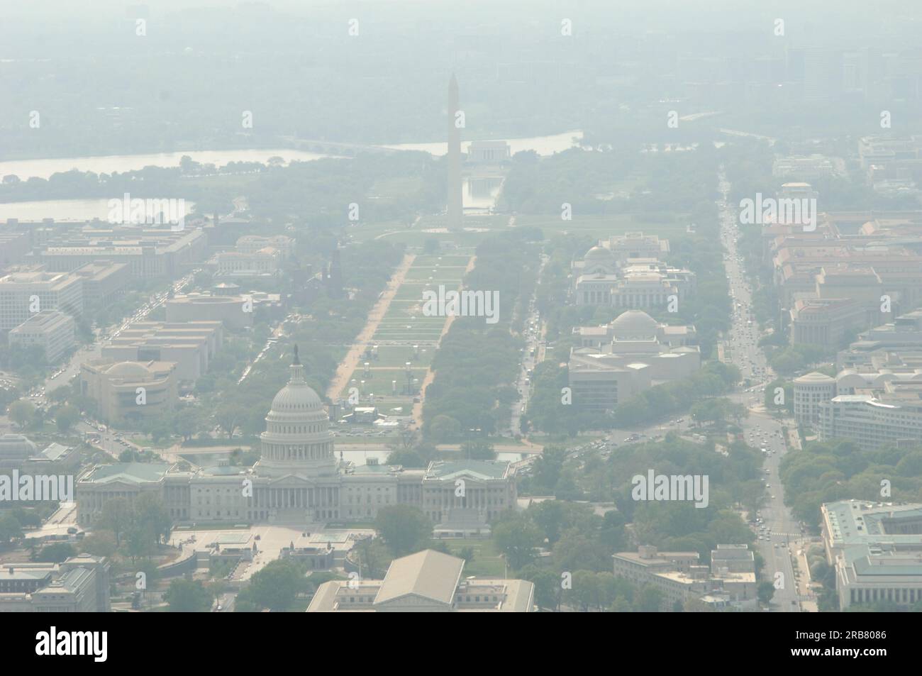Aerial views of Washington, D.C. buildings, monuments, landscapes ...