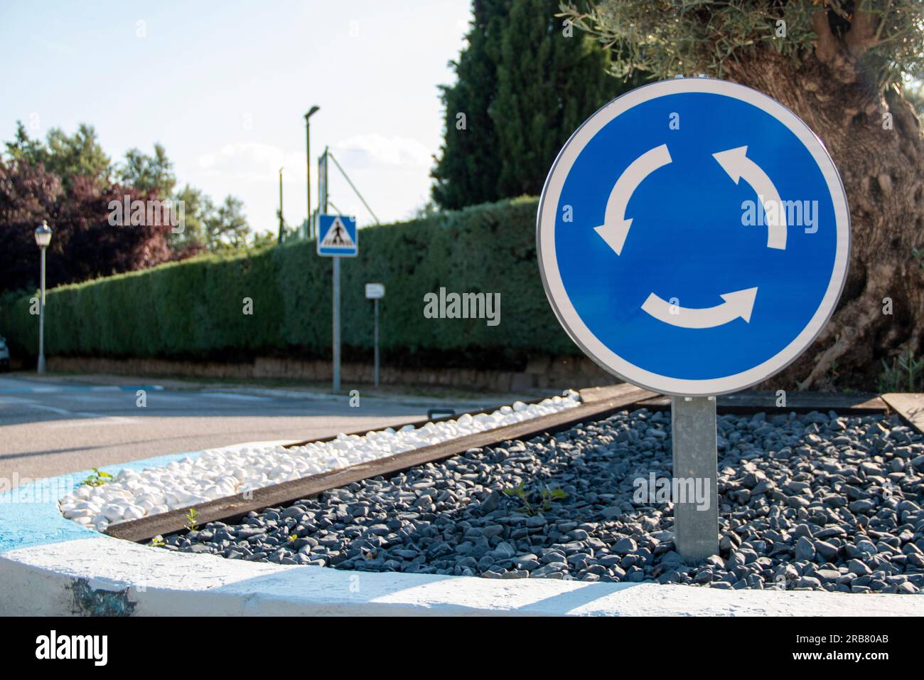 Different Traffic Signs. Roundabout Stock Photo - Alamy