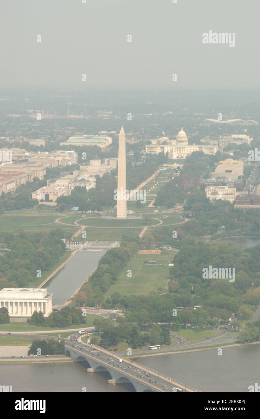 Aerial views of Washington, D.C. buildings, monuments, landscapes ...