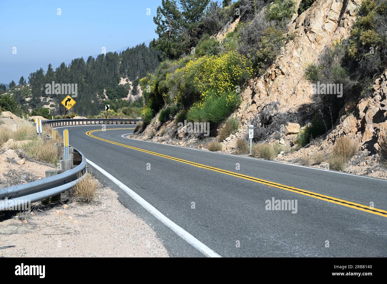 The mountain road of California state route 18 Stock Photo - Alamy