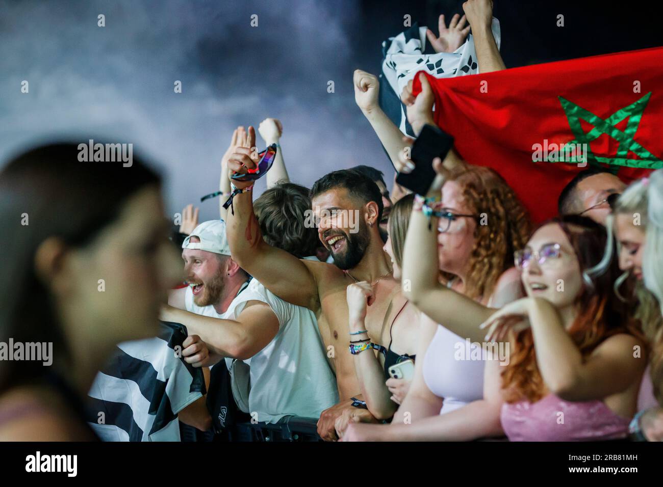 Guests attend Ultra Europe Music Festival as DJ Griffin performs on ...