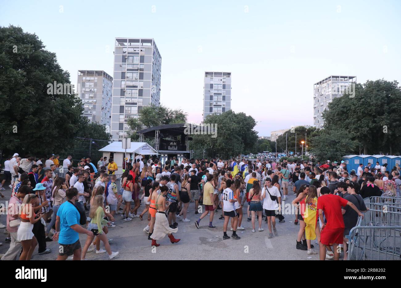 Split, Croatia. 08th July, 2023. Guests leave Park Mladezi Stadium ...