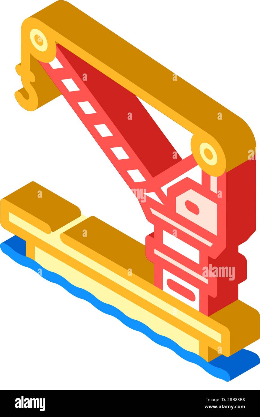 oil rig crane petroleum engineer isometric icon vector illustration ...