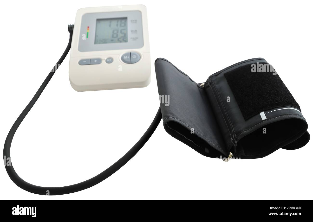 Blood pressure monitor equipment closeup and isolated Stock Photo - Alamy