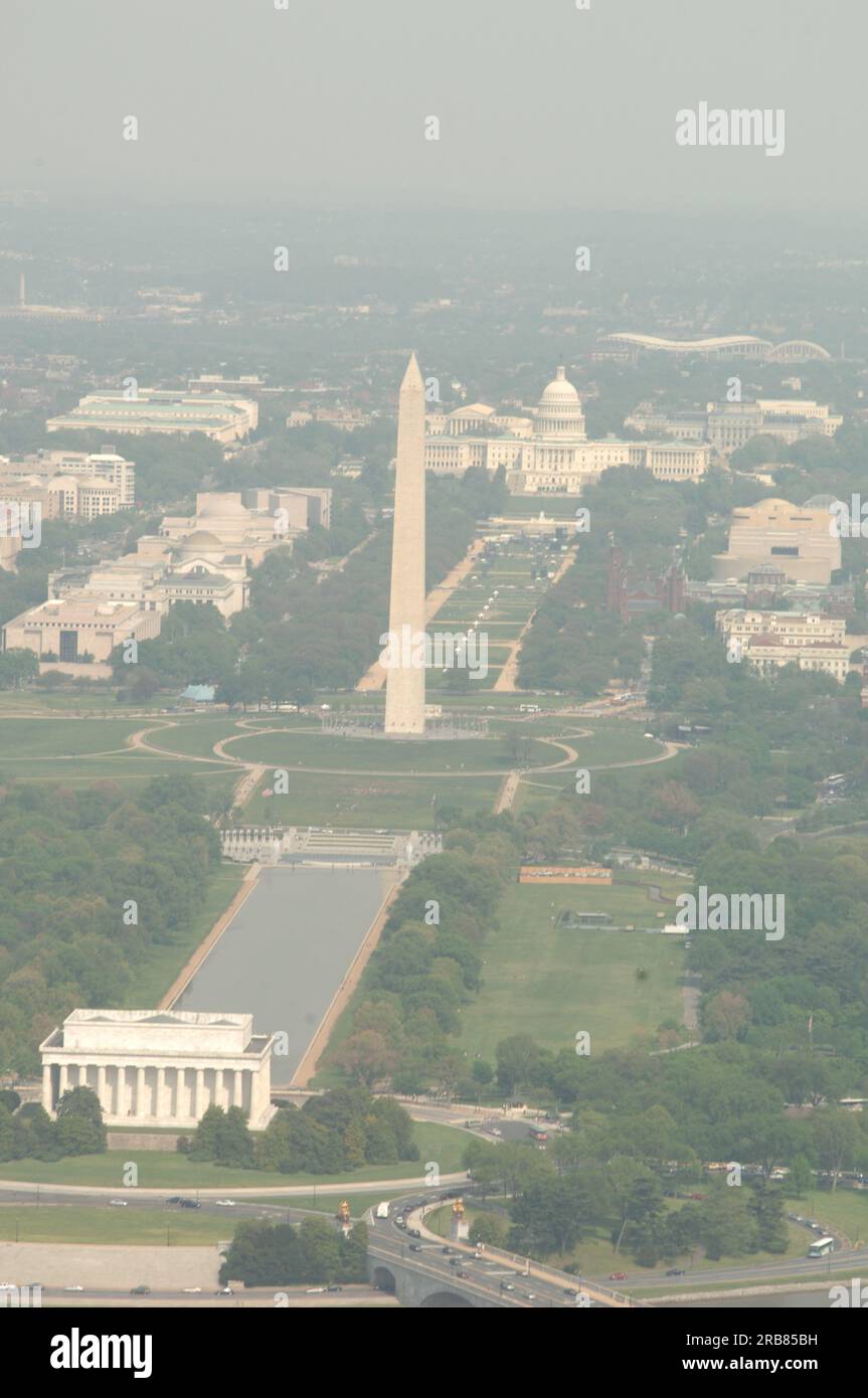 Aerial views of Washington, D.C. buildings, monuments, landscapes ...