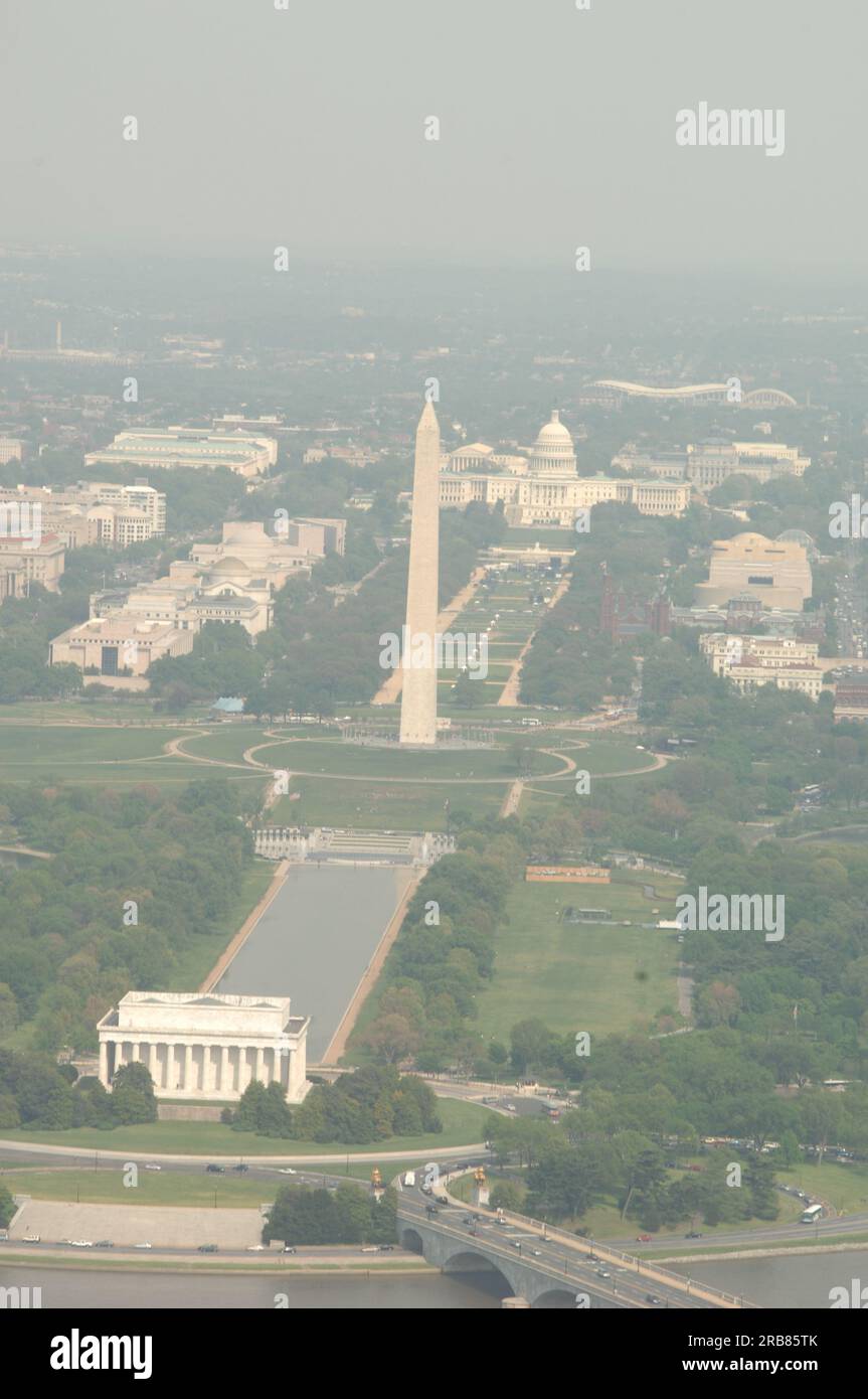 Aerial views of Washington, D.C. buildings, monuments, landscapes ...