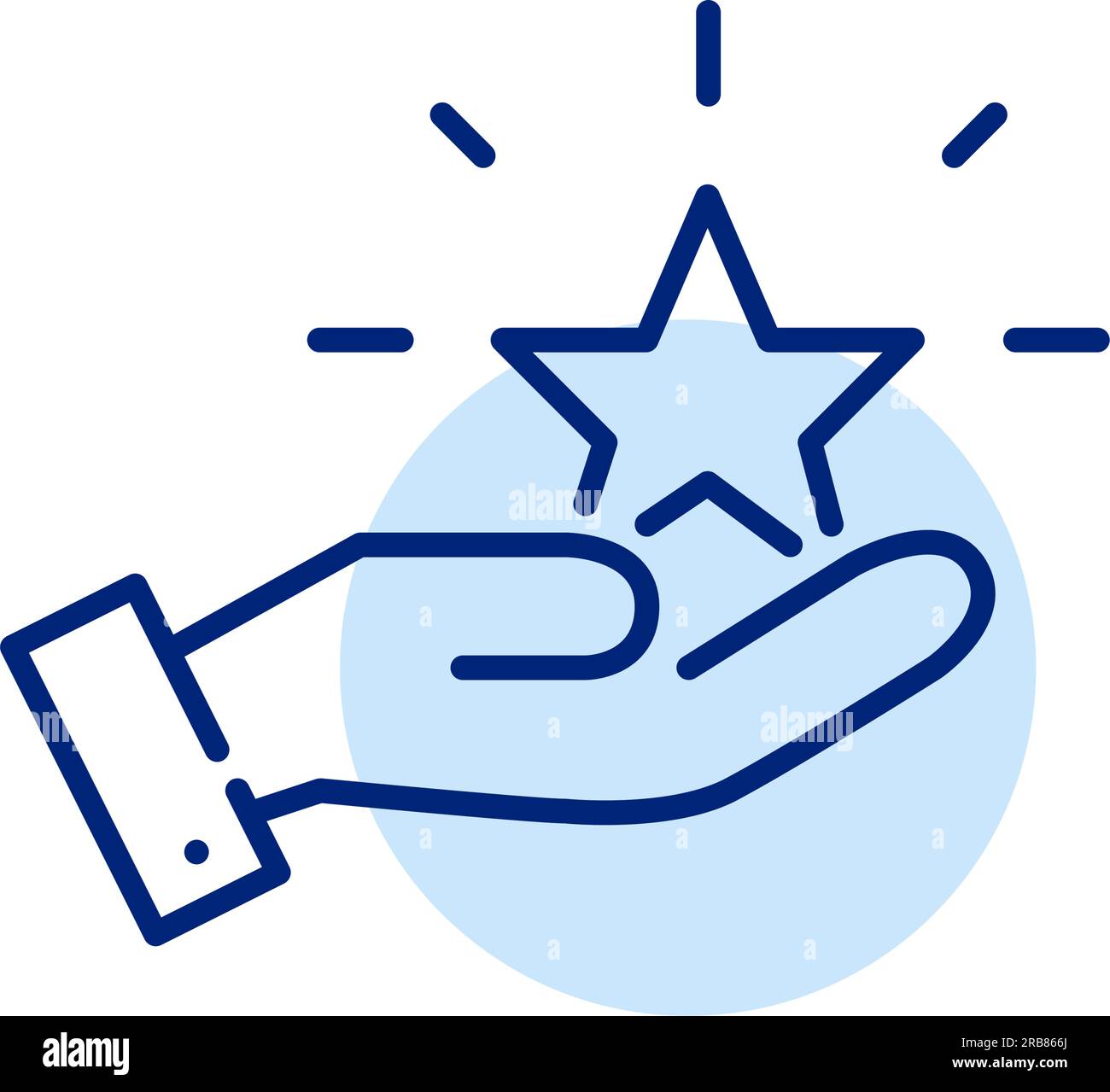 Holding shining star in hand. Bonus points customer reward program ...