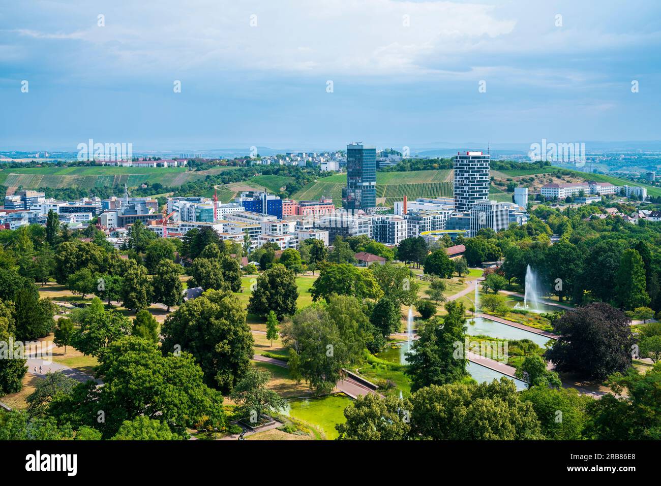 Germany, Stuttgart city district killesberg aerial panorama view above ...
