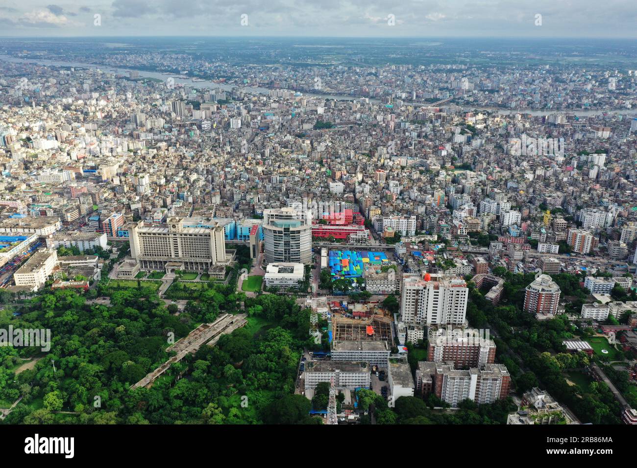 Dhaka, Bangladesh - July 07, 2023: The Bird's-eye view of Gulistan area ...