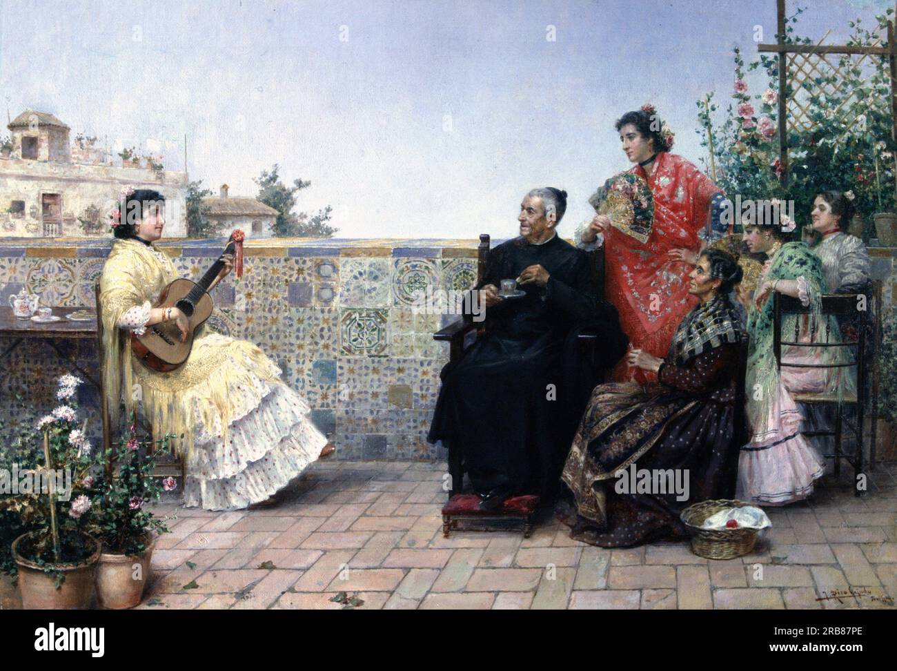 JOSE RICO CEJUDO. PINTOR ESPAÑOL. SEVILLA 1864-1935. "LA VISITA DEL ...