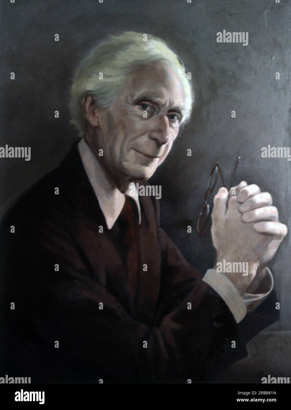 RUSSELL , BERTRAND. FILOSOFO BRITANICO . 1872 - 1970. OLEO REALIZADO ...