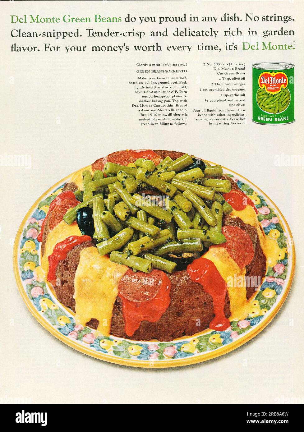 Del Monte green beans advert in a Journal magazine 1965 Stock Photo - Alamy