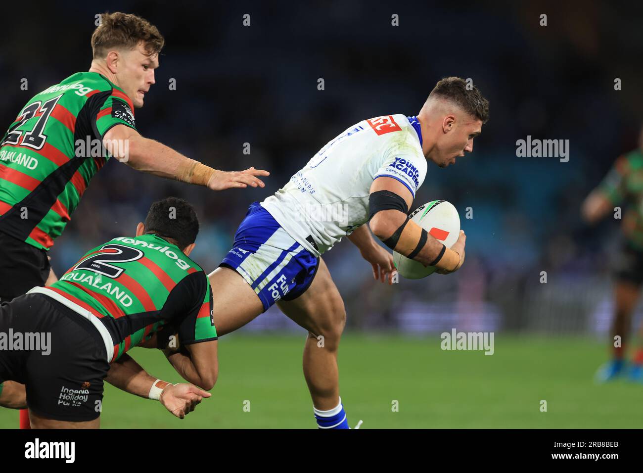 Sydney, Australia. 08th July, 2023. Jake Averillo of the Bulldogs is ...