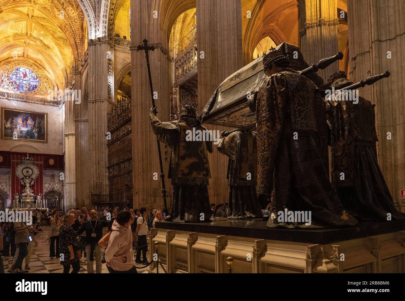 The tomb of Christopher Columbus at the Seville Cathedral,carried by ...