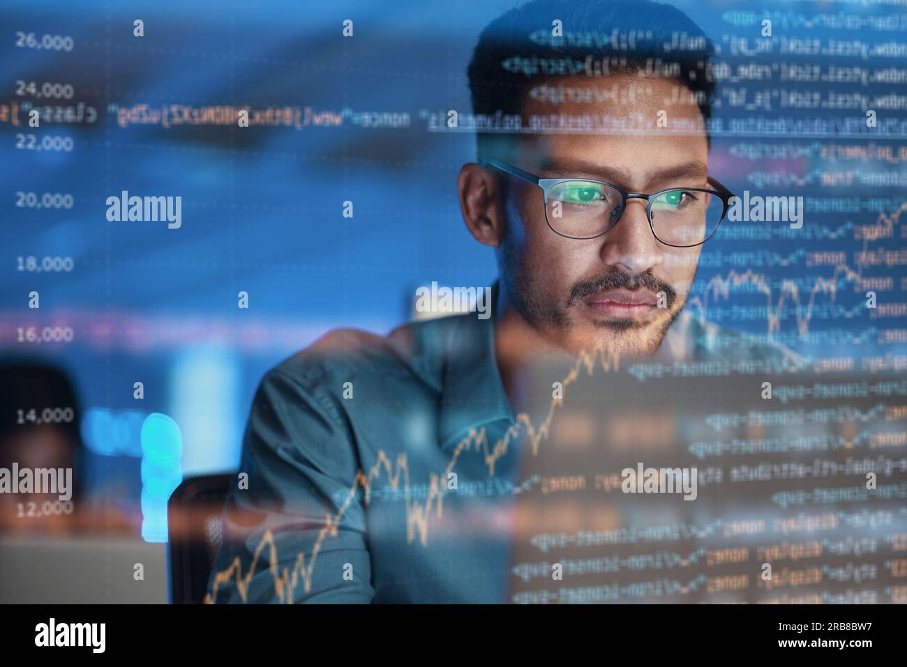 Computer Coding Hologram And Business Man In Data Analysis Code Html Or Software Overlay At 8669