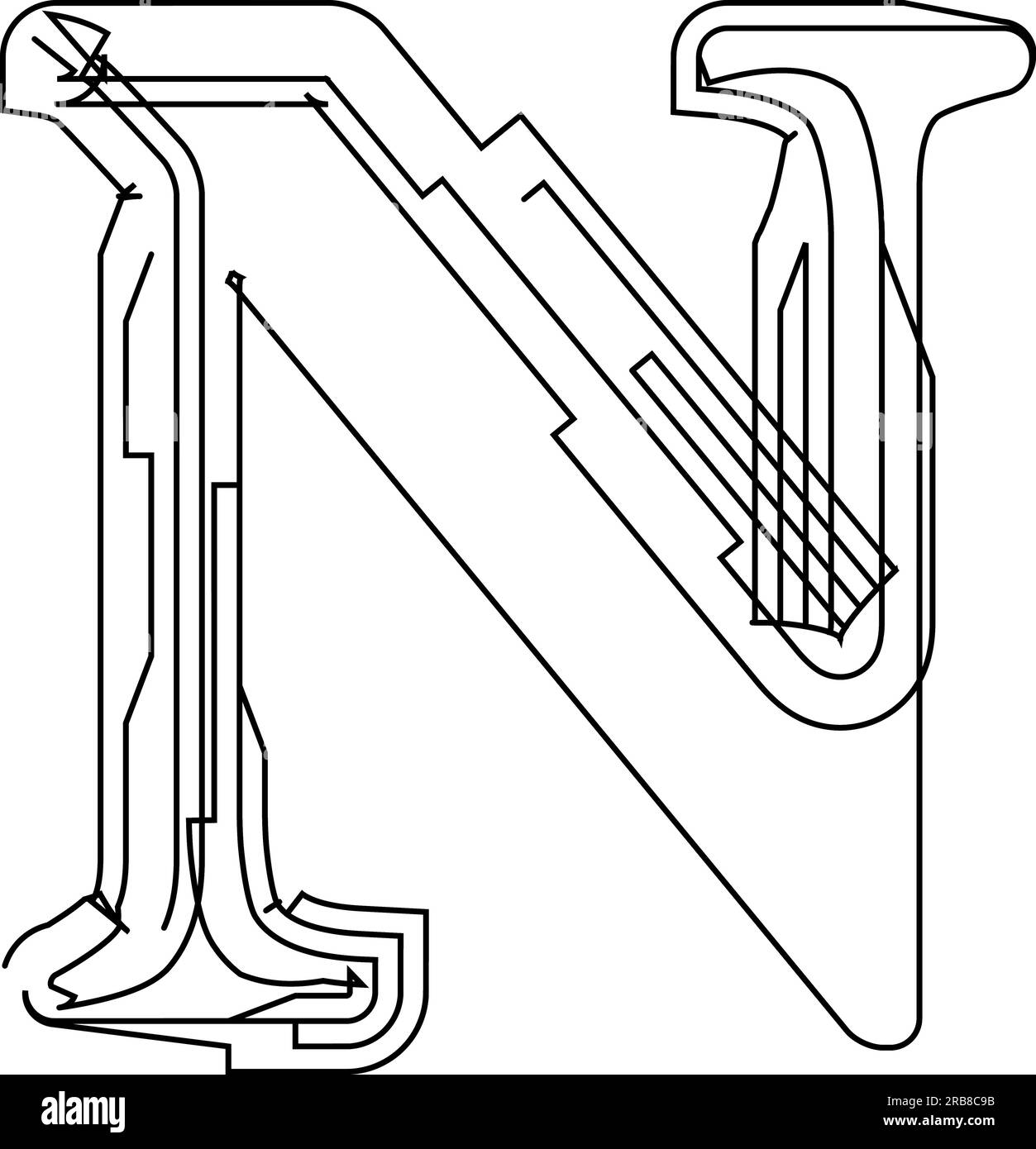 Architectural project font, technical draw style alphabet. Geometrical ...