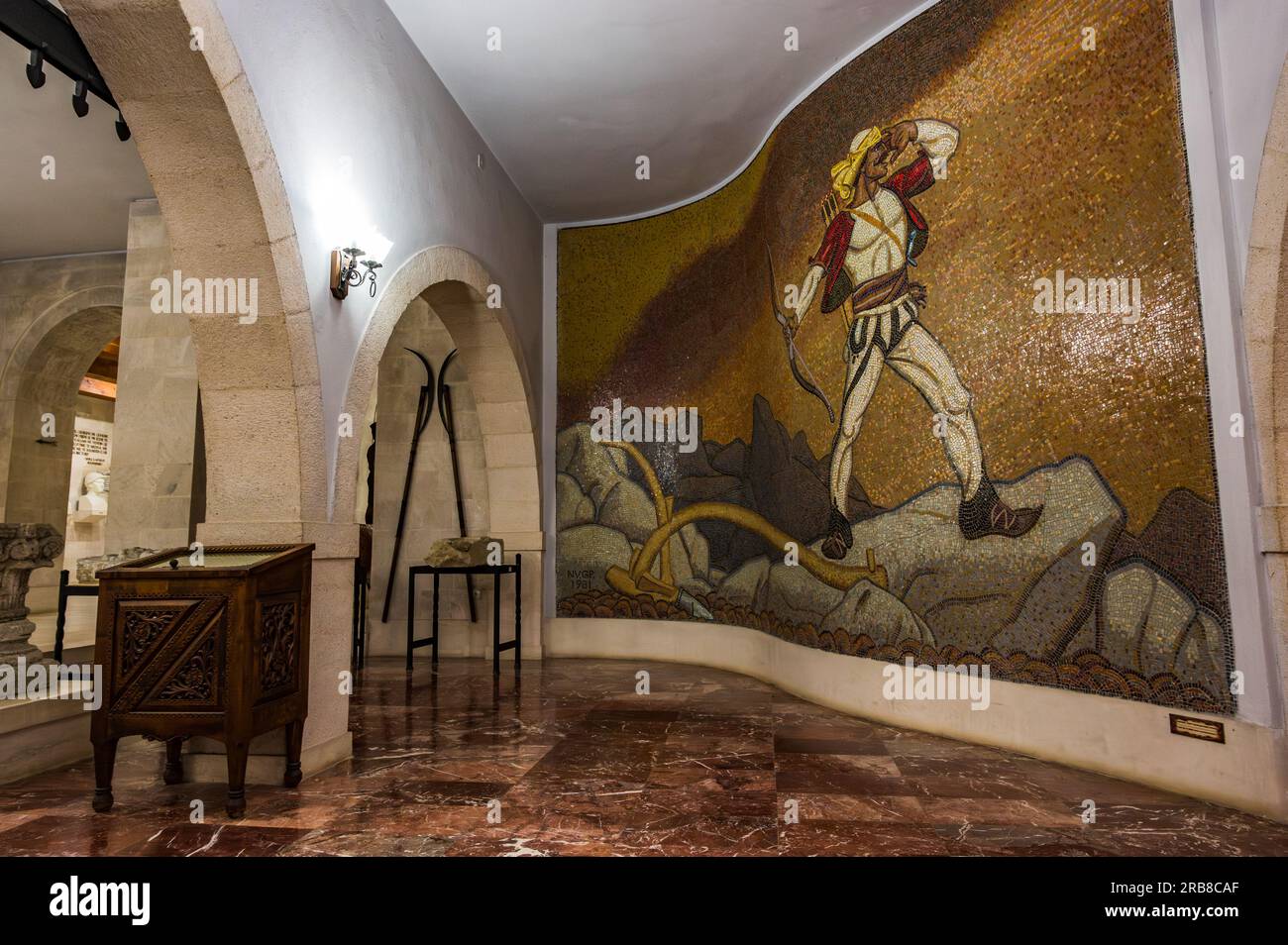 Interior of Skanderbeg Museum in Kruje (National hero Gjergj Kastrioti ...