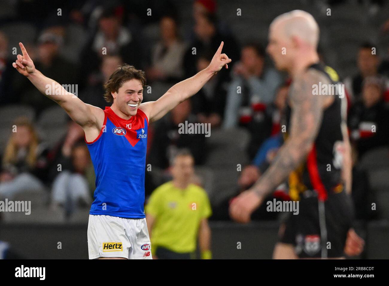 Melbourne, Australia. 08th July, 2023. Tom Sparrow of the Demons ...