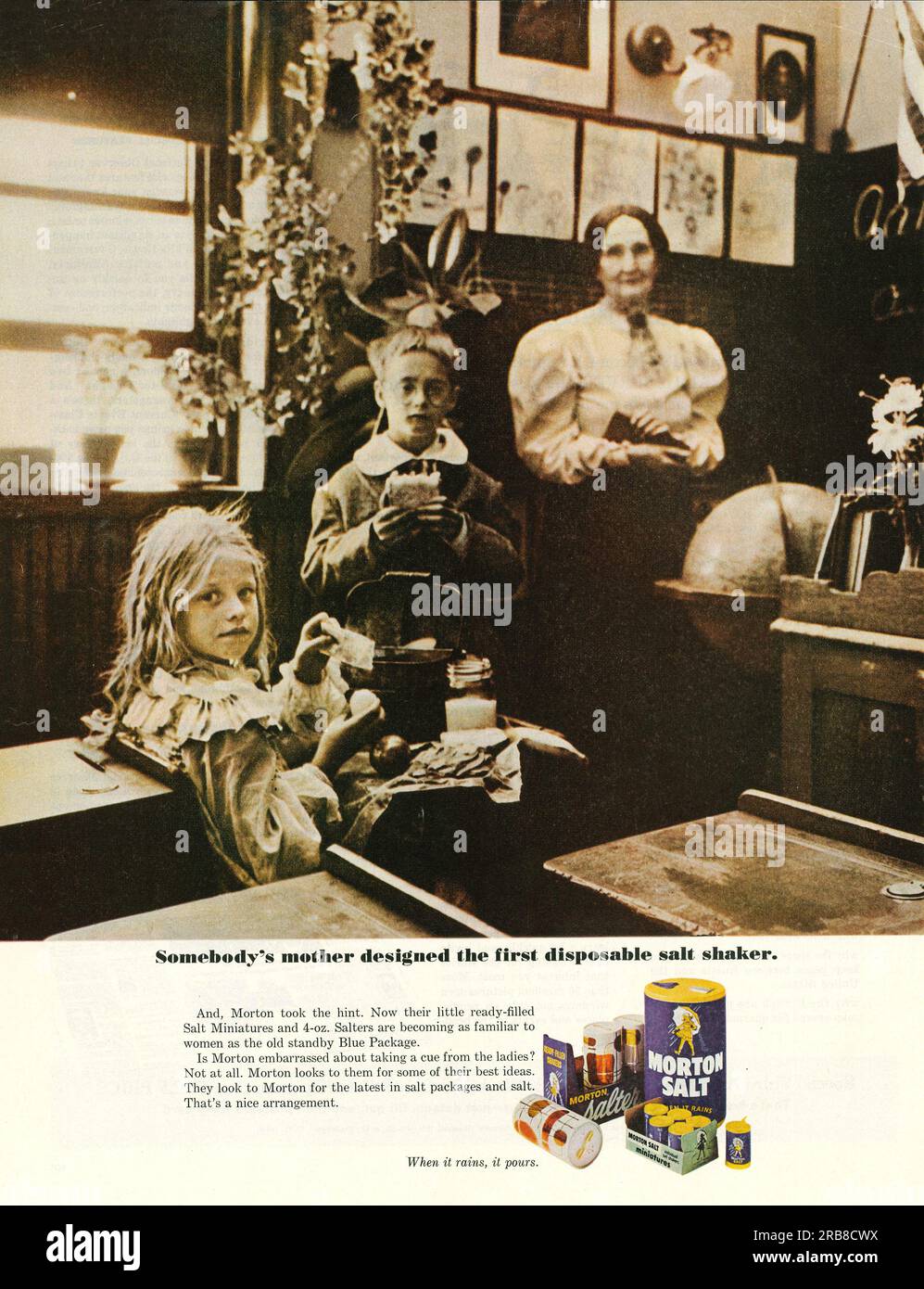 Morton Salt salt shaker advert in a Journal magazine 1965 Stock Photo ...