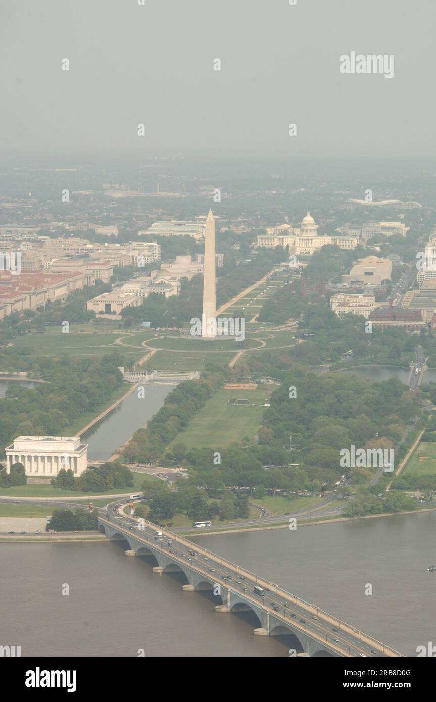 Aerial views of Washington, D.C. buildings, monuments, landscapes ...