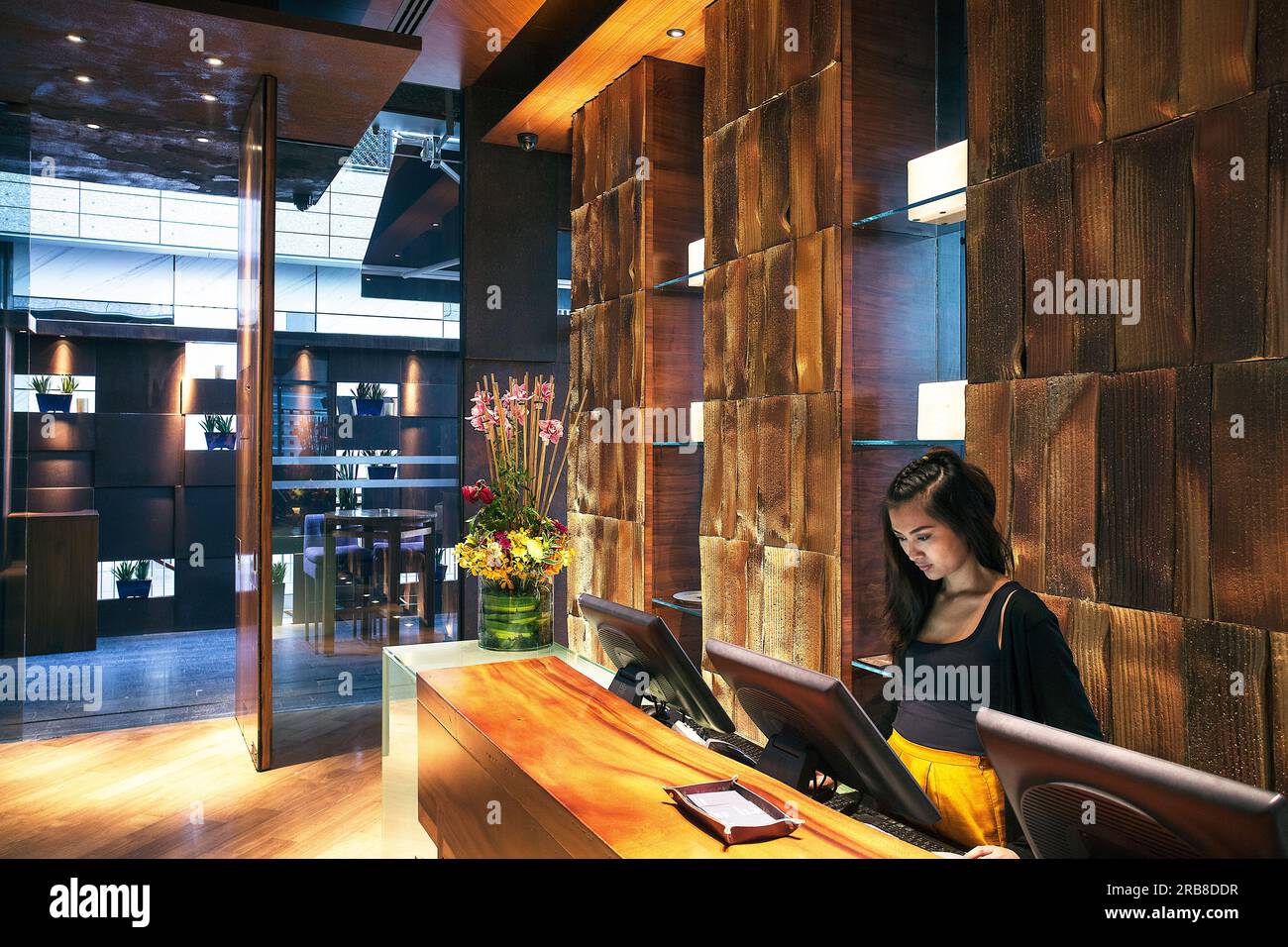 Entrance interior of Zuma Japanese restaurant at DIFC in Dubai united ...
