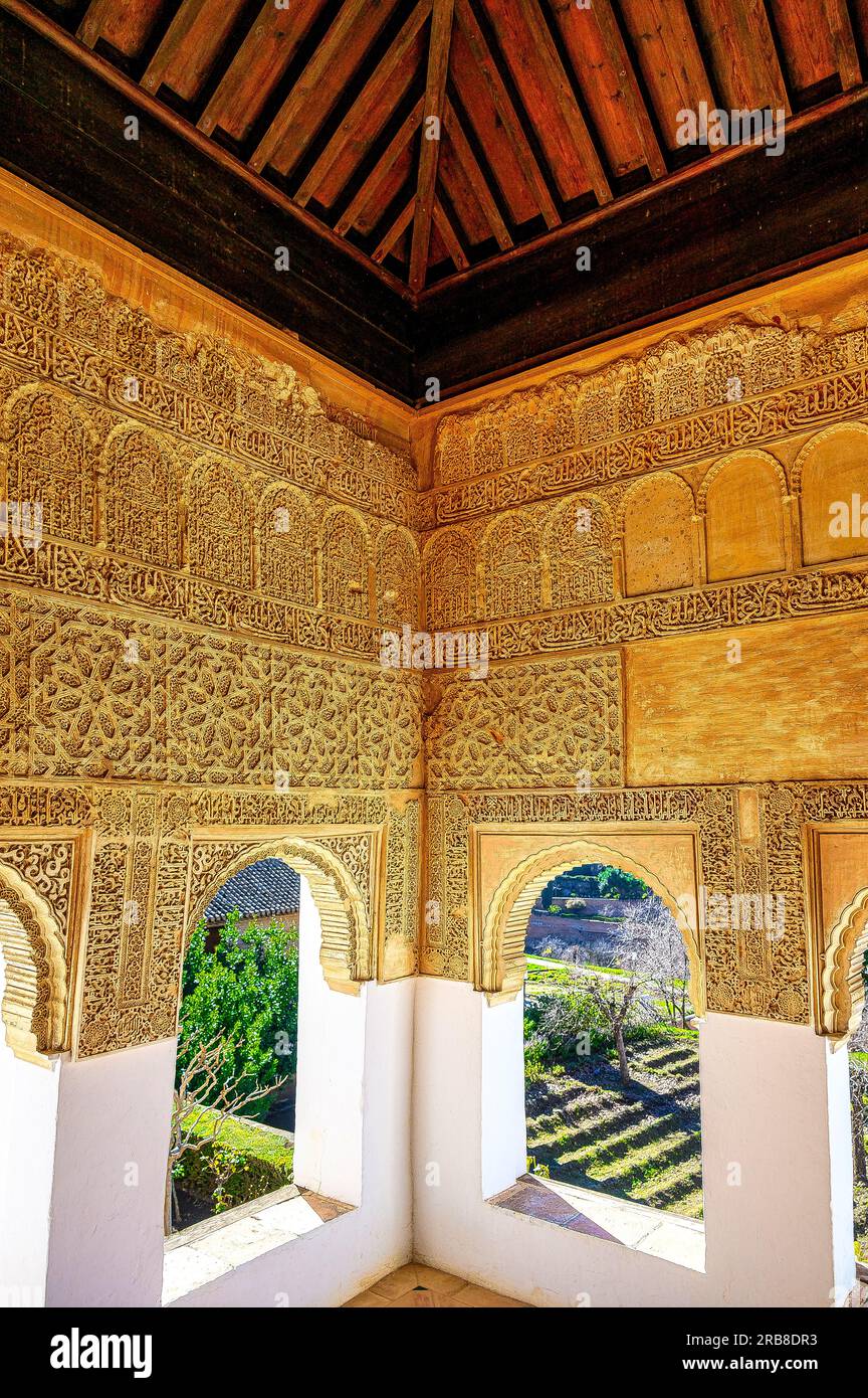 Islamic architecture in Alhambra Palace in Granada, Spain Stock Photo ...