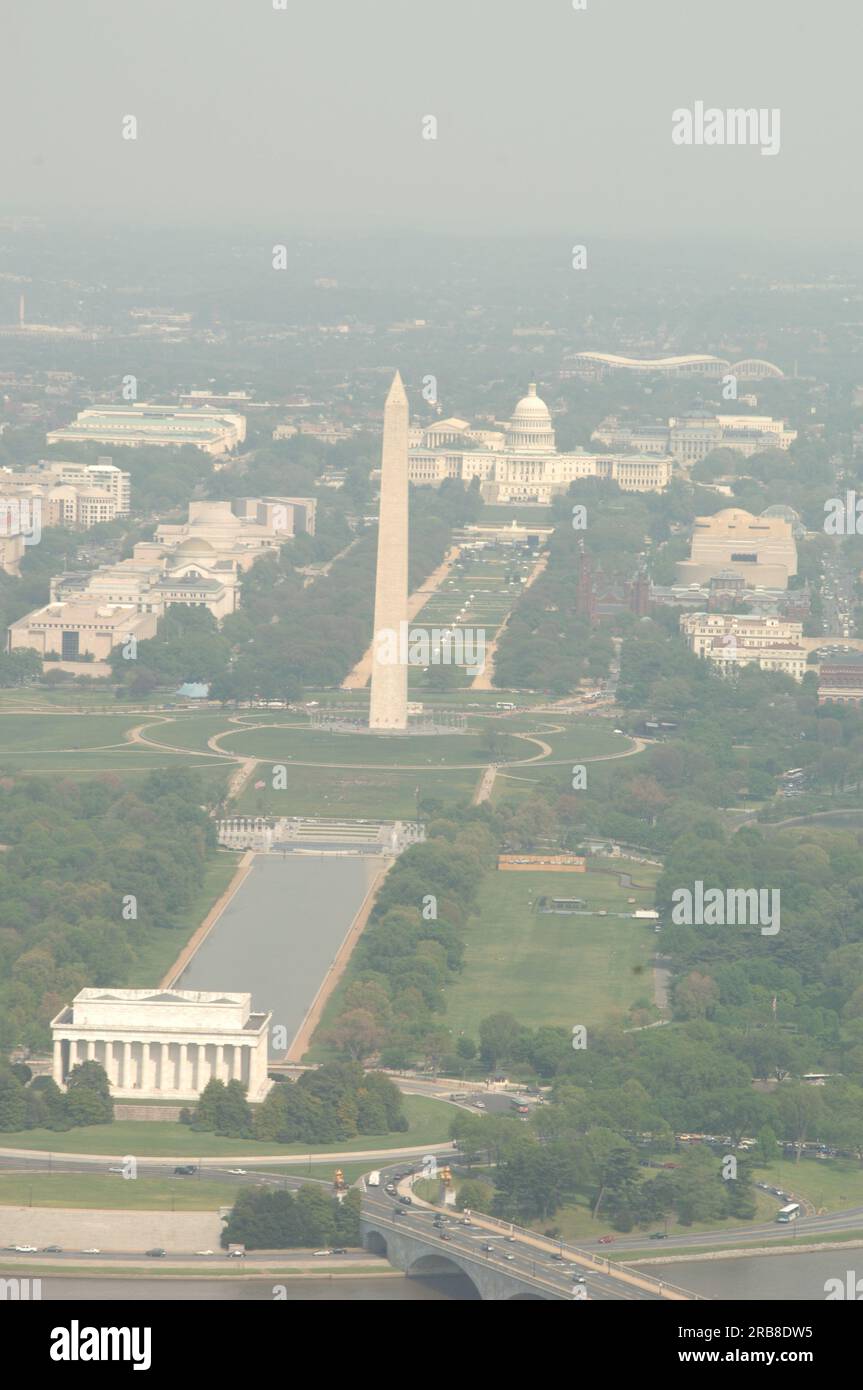 Aerial views of Washington, D.C. buildings, monuments, landscapes ...