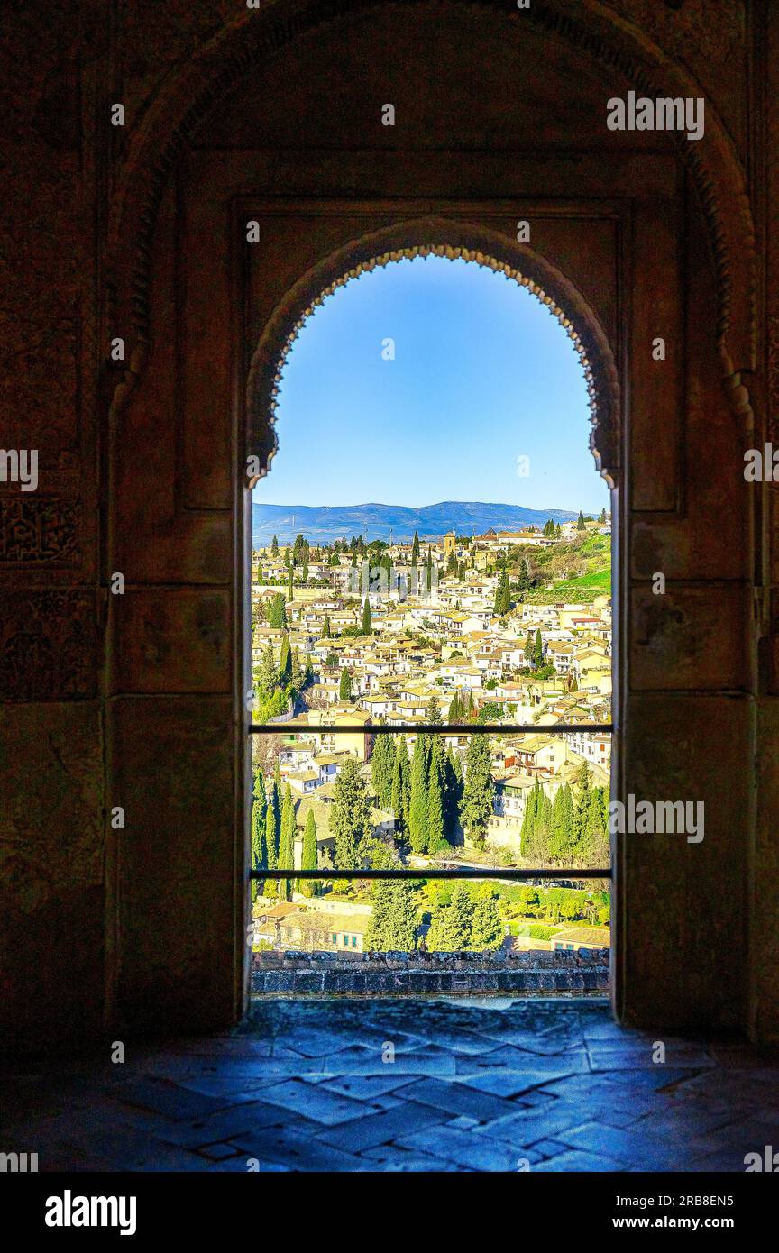 Islamic architecture in Alhambra Palace in Granada, Spain Stock Photo ...
