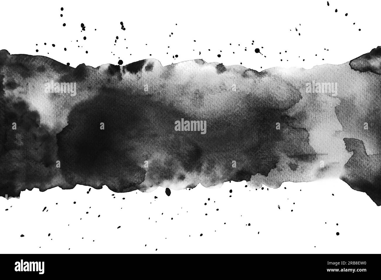 Black and white Watercolor hand painting and splash abstract texture on ...