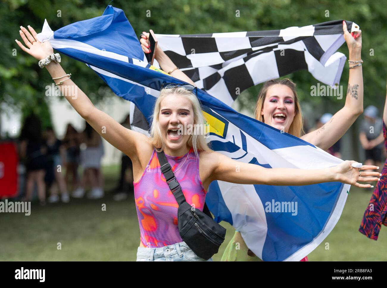 Festival goers arrive at the Trnsmt Festival at Glasgow Green in ...