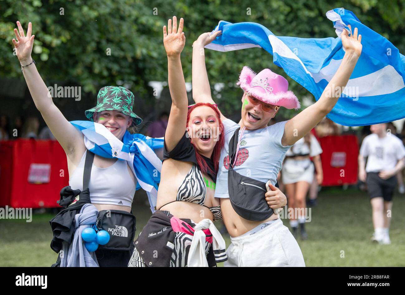 Festival goers arrive at the Trnsmt Festival at Glasgow Green in ...