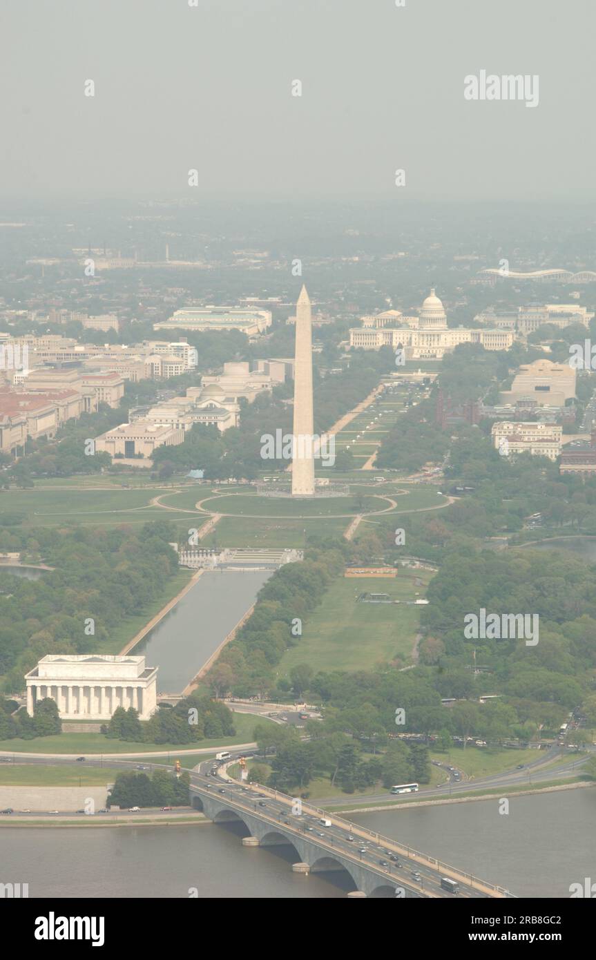 Aerial views of Washington, D.C. buildings, monuments, landscapes ...