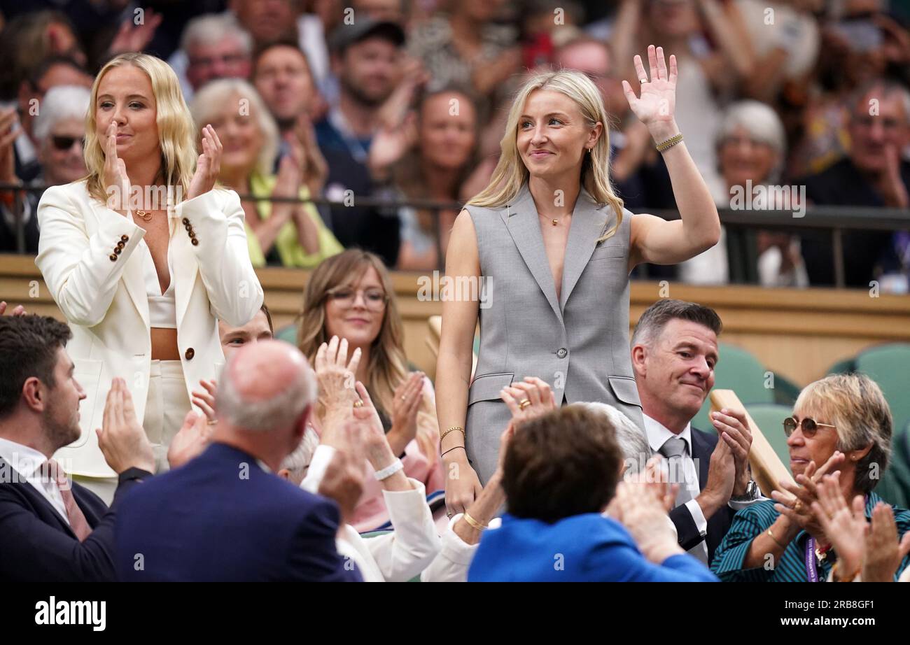 Leah Williamson (right), and Beth Mead in the royal box on day six of ...