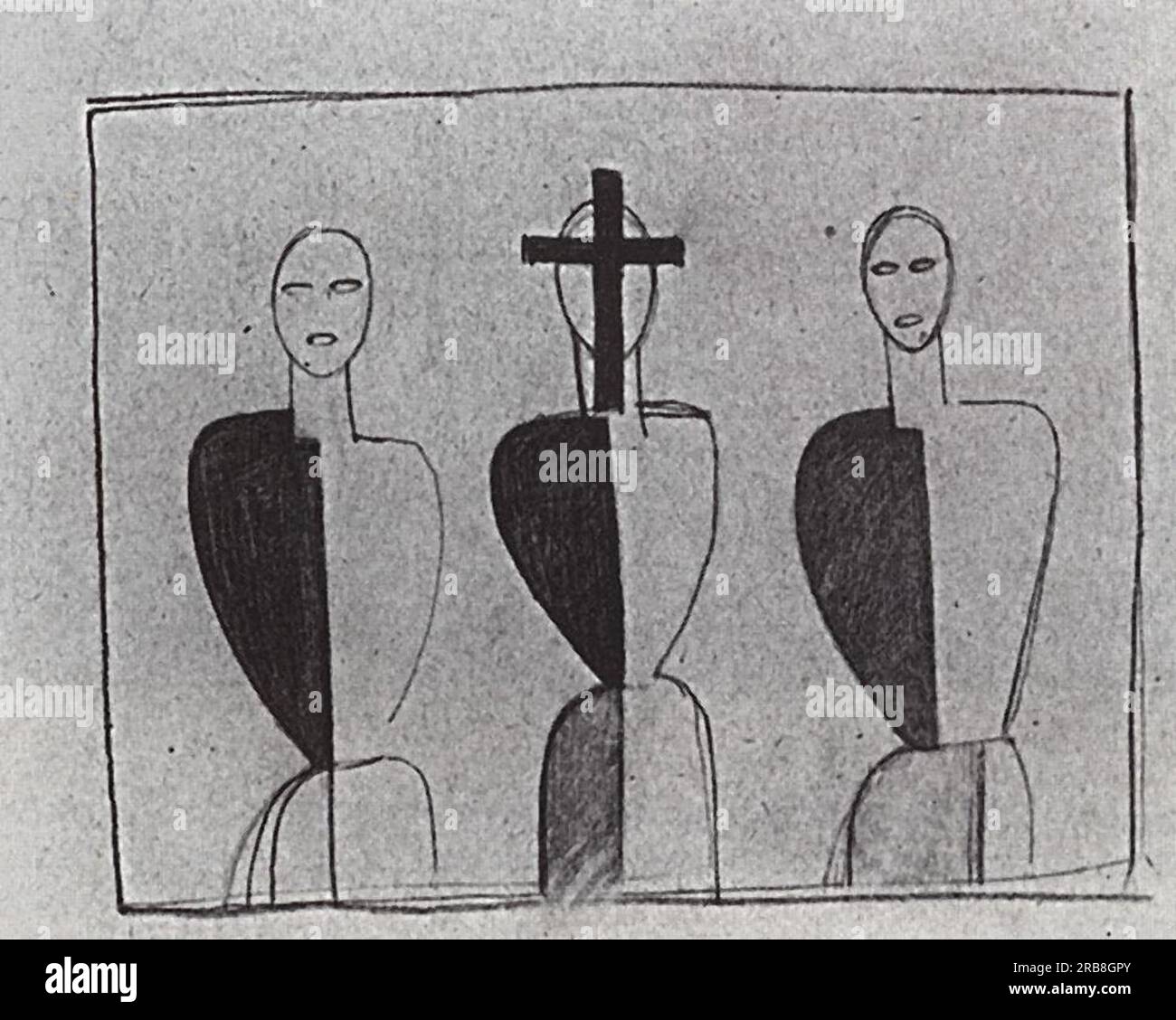 Three suprematic figures by Kazimir Malevich Stock Photo - Alamy