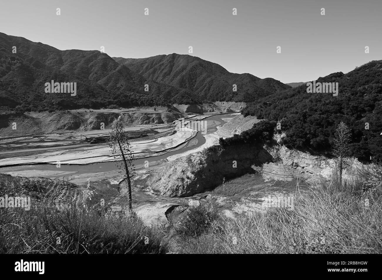 San Gabriel Reservoir No. 1 in the San Gabriel Mountains dewatered in ...