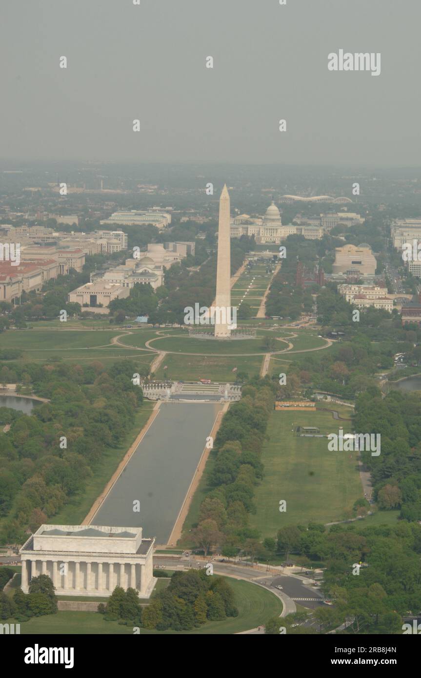 Aerial views of Washington, D.C. buildings, monuments, landscapes ...